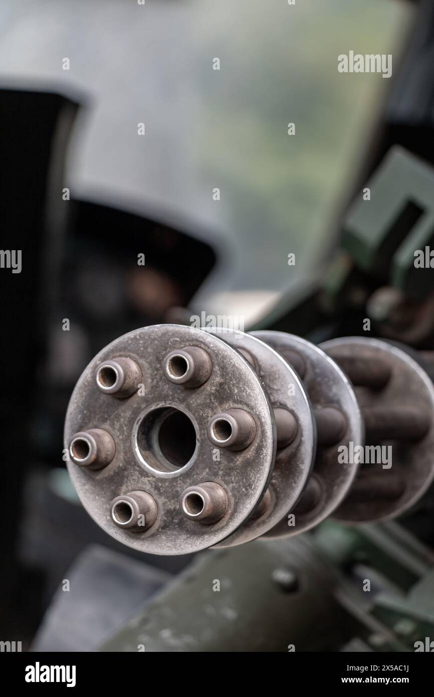 Machine gun in open helicopter door, close up Stock Photo - Alamy