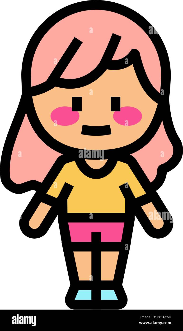 chibi character girl color icon vector illustration Stock Vector Image ...