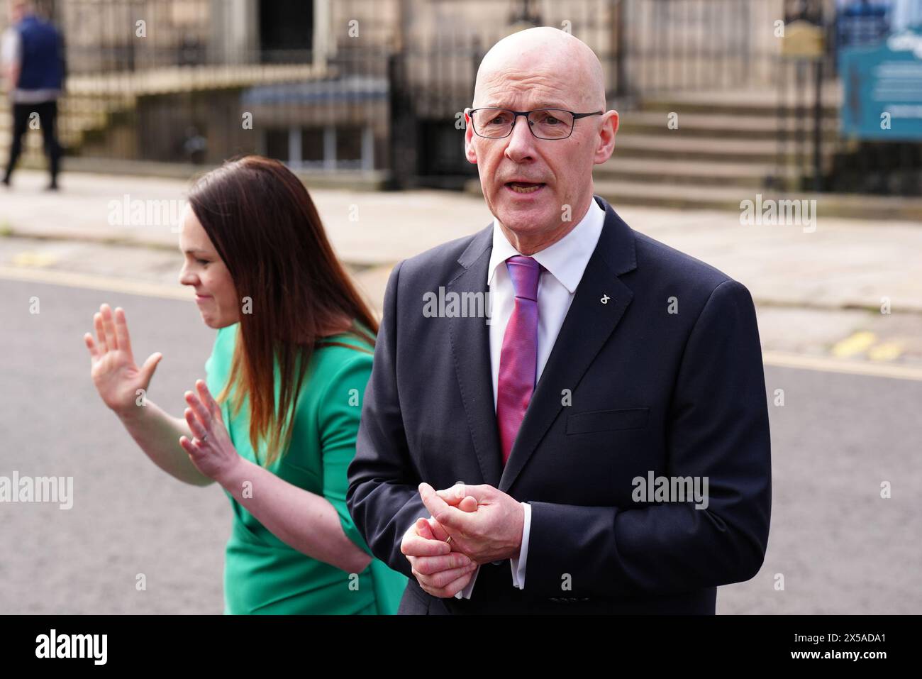 Kate Forbes and newly appointed First Minister of Scotland John Swinney ...