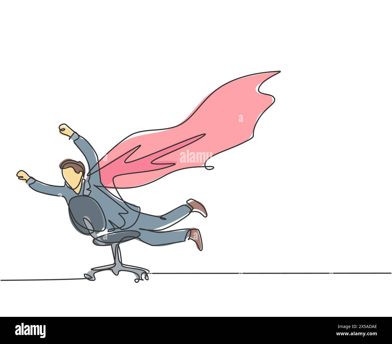 One line drawing of young happy business man spreading a wing and ...