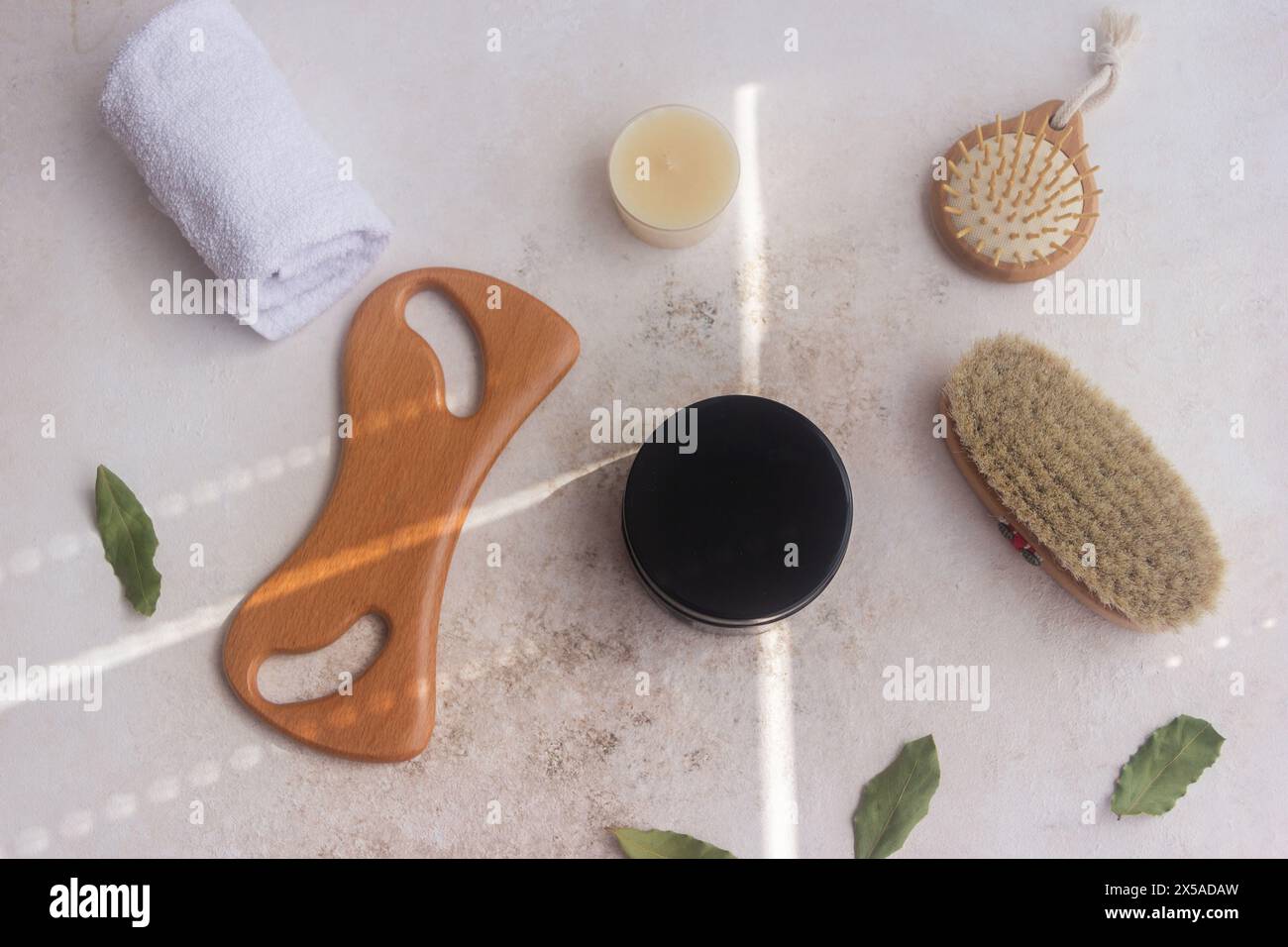 Natural Spa Set with bristle brush. Dry body brushing, Ayurvedic ...