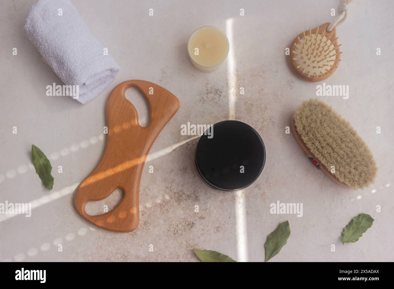 Natural Spa Set with bristle brush. Dry body brushing, Ayurvedic ...