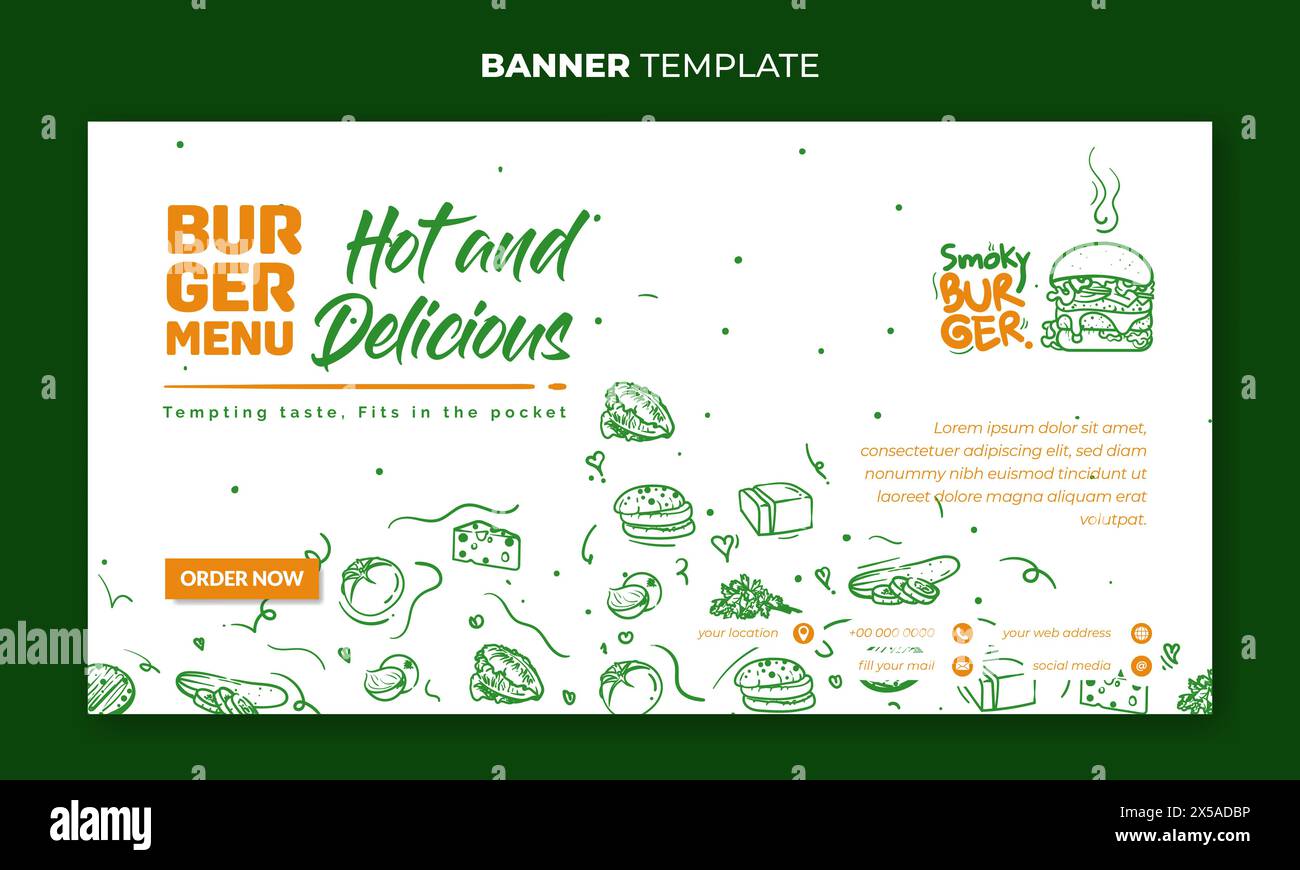 Banner template design in white background with hand drawn of ...