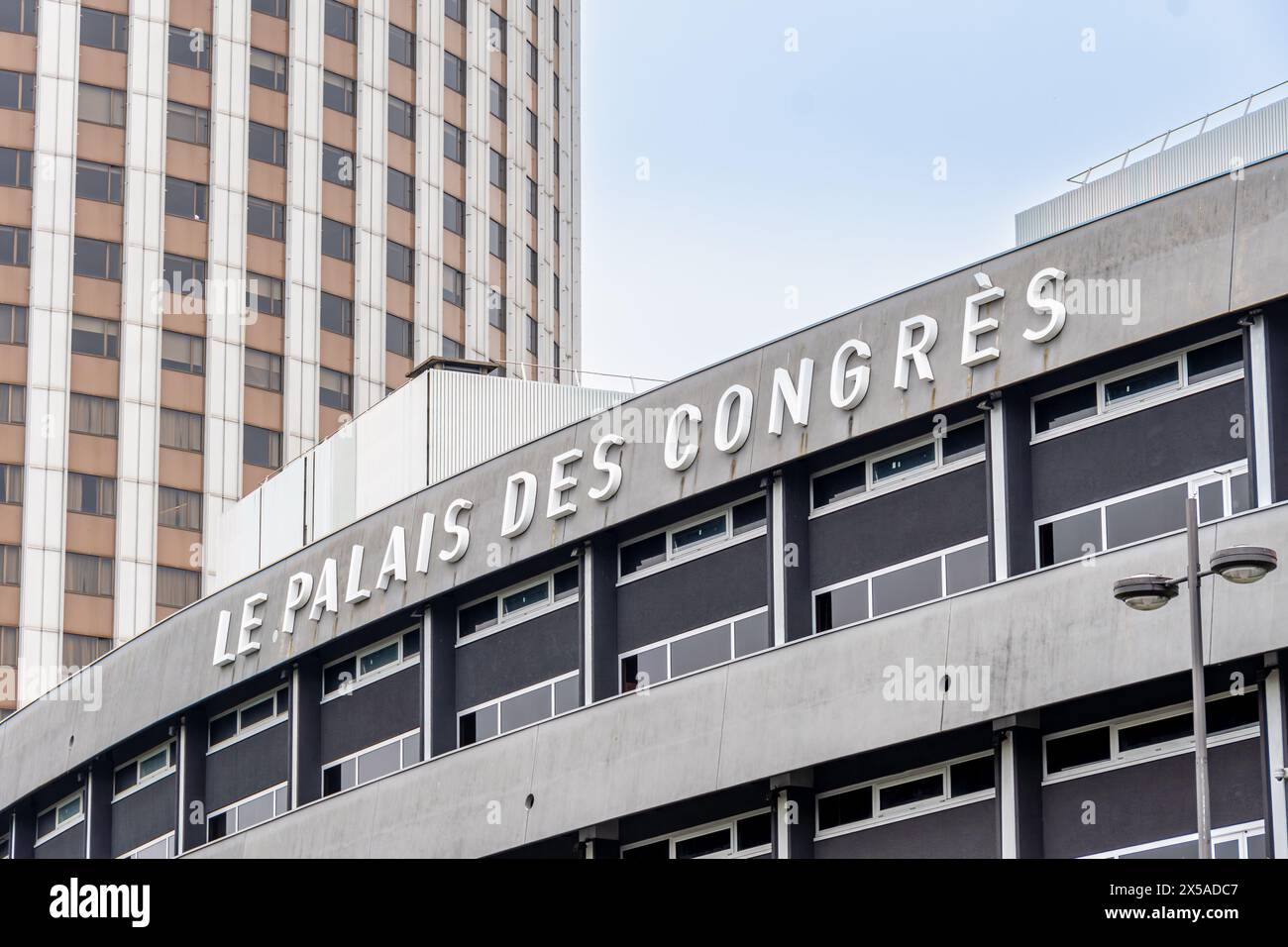 Sign on the Palais des Congrès de Paris, convention and congress center ...