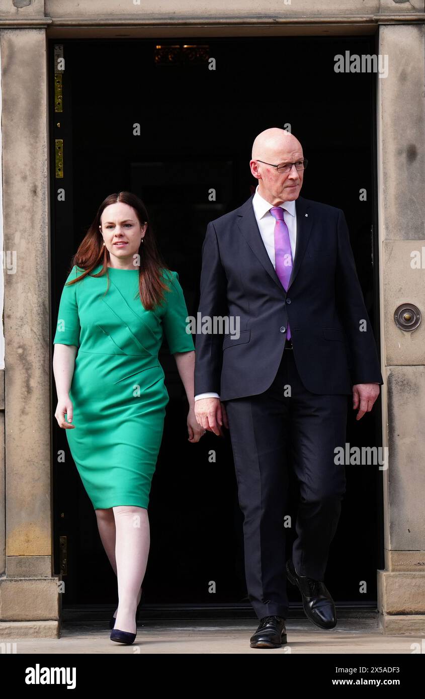 Kate Forbes and newly appointed First Minister of Scotland John Swinney ...