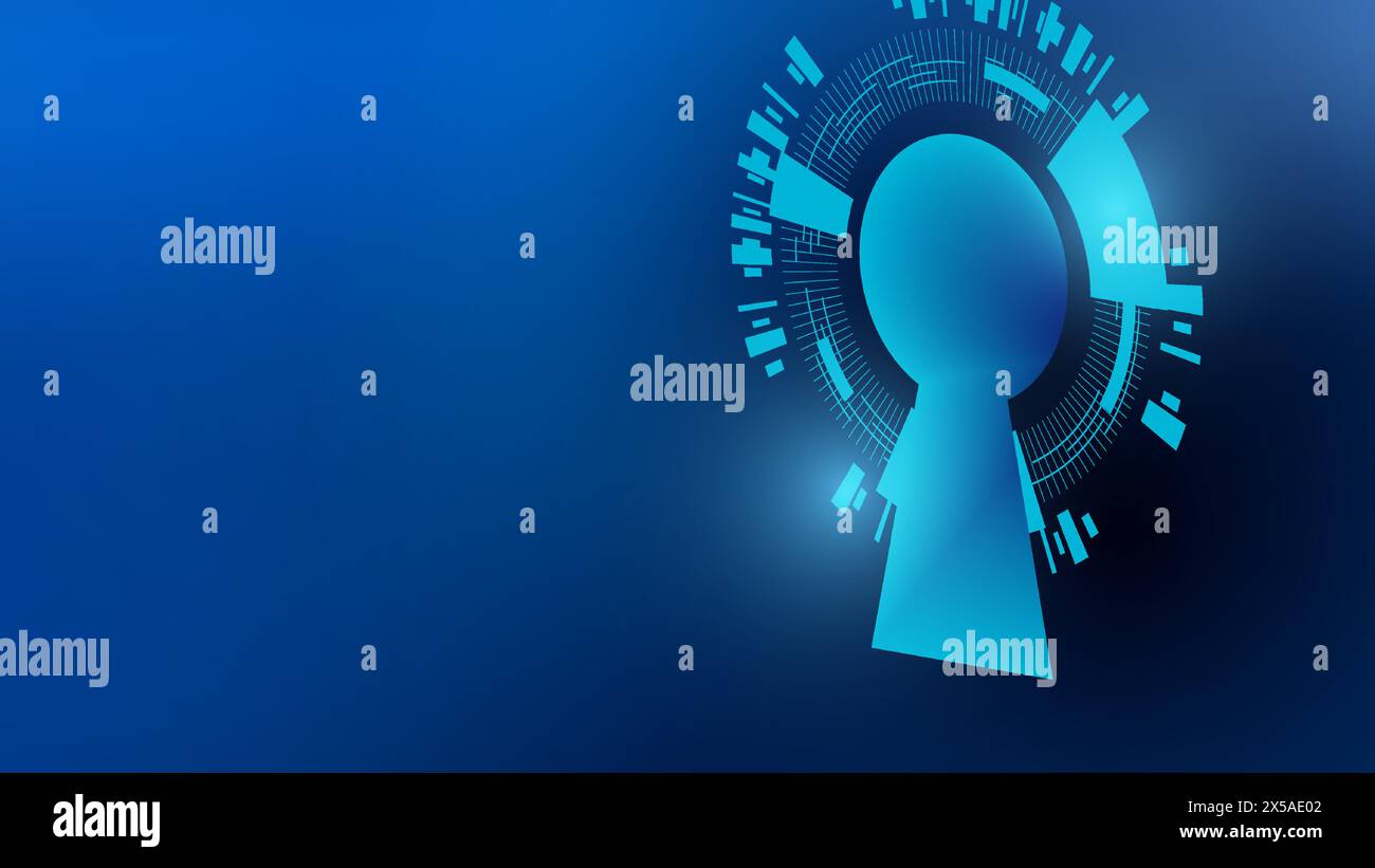 Abstract Security Design: Keyhole with Tech Circles in Blue Stock ...
