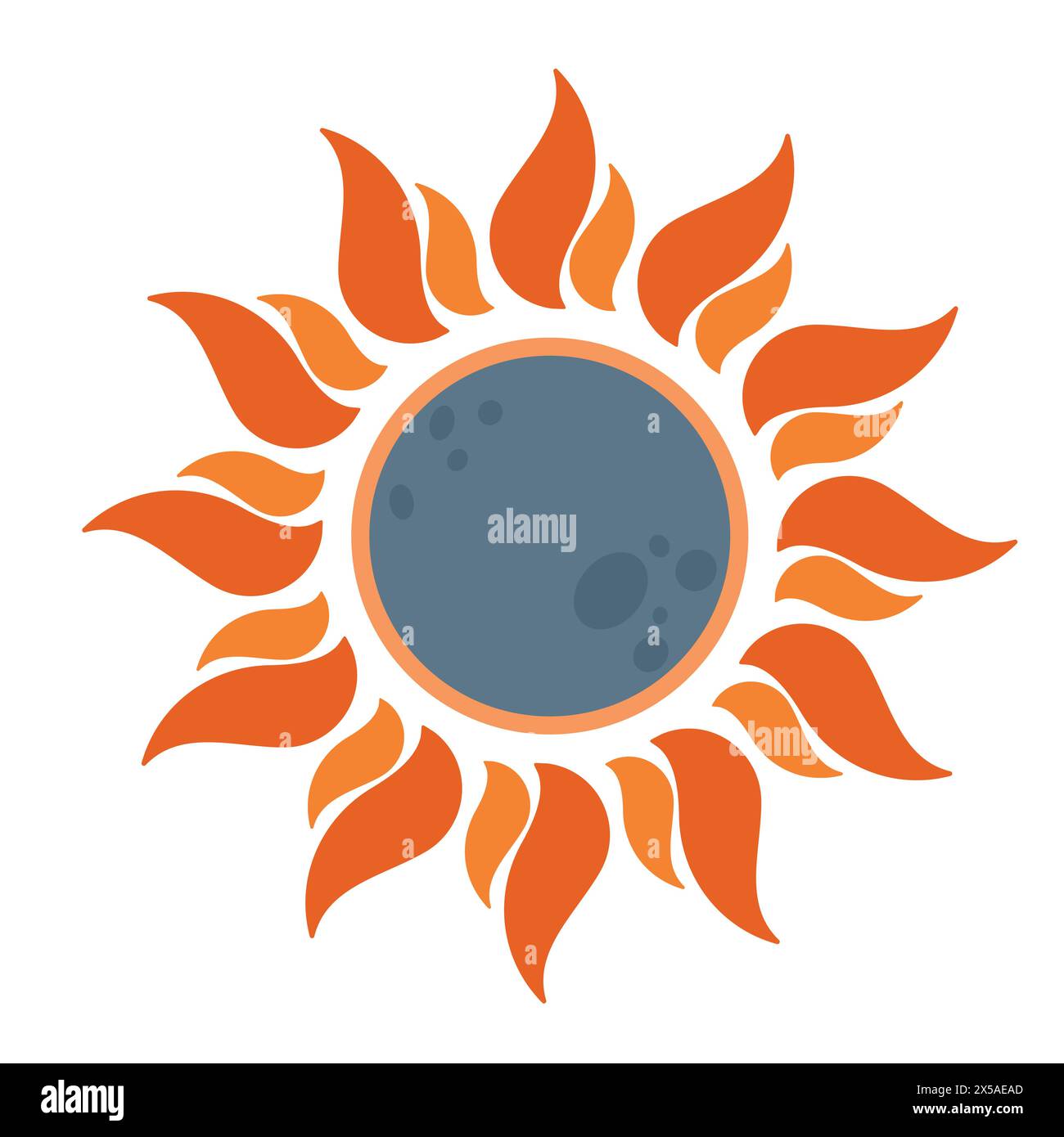 Sun and moon. Solar eclipse elements. Flat vector trendy illustration ...