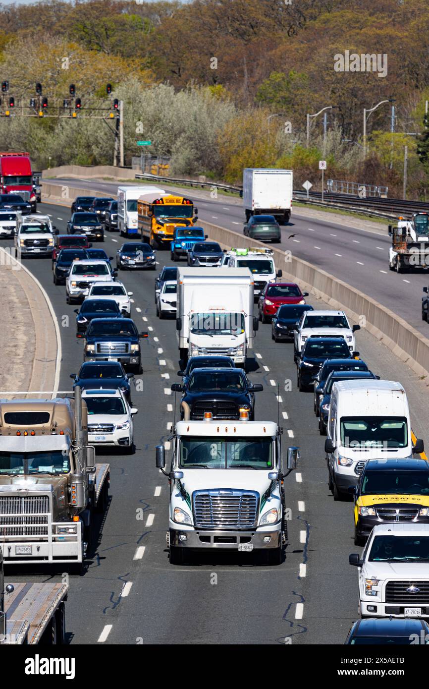 Gardiner Expressway traffic during rush hour. Toronto Ontario Canada ...