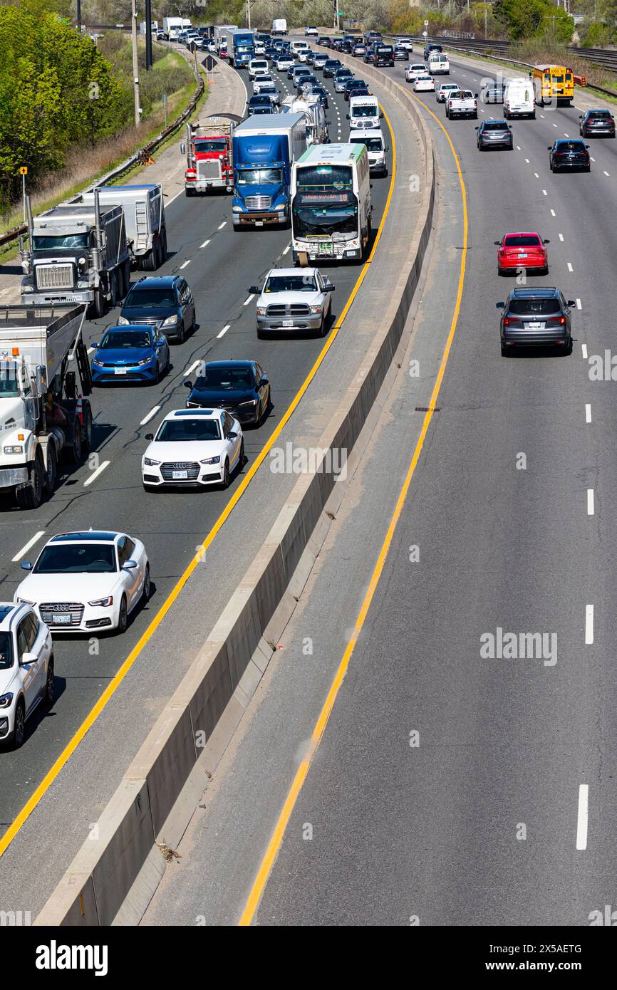 Gardiner Expressway traffic during rush hour. Toronto Ontario Canada ...