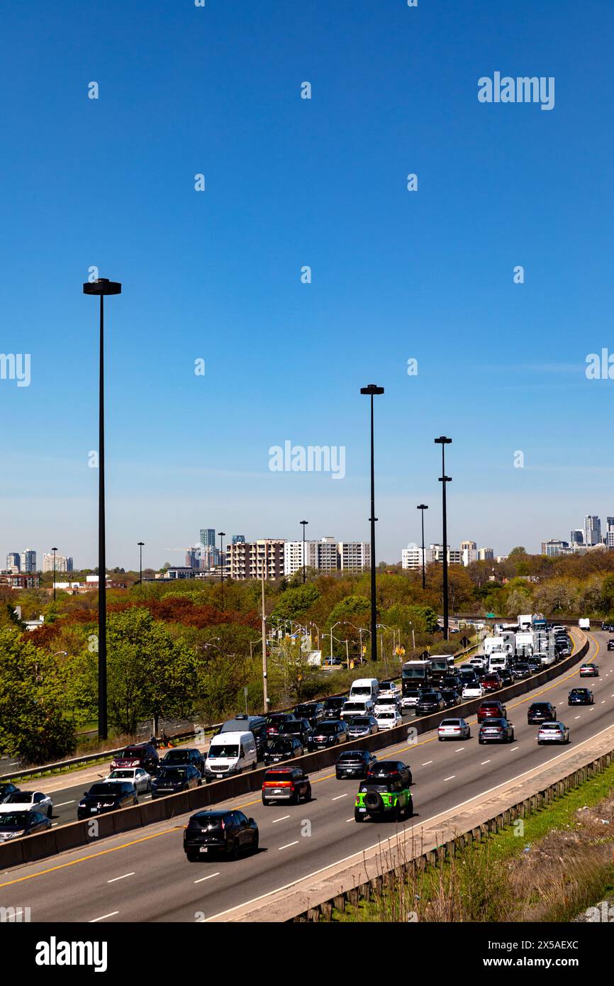 Gardiner Expressway traffic during rush hour. Toronto Ontario Canada ...