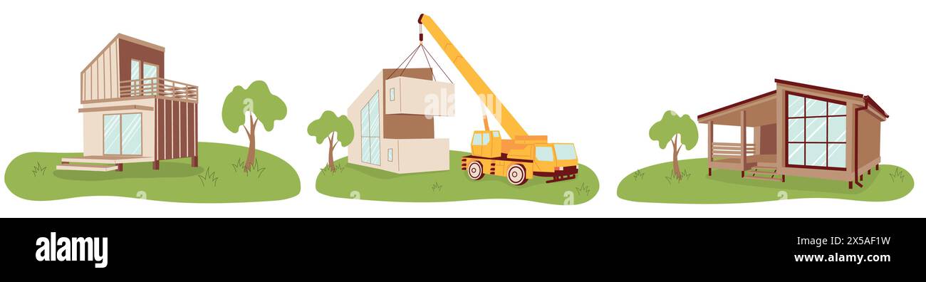 Modular homes collection. Wooden eco-friendly modular houses. New ...