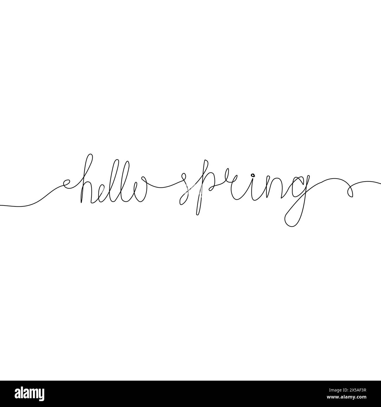 One line drawing typography quote Hello Spring. Phrase on minimalist ...