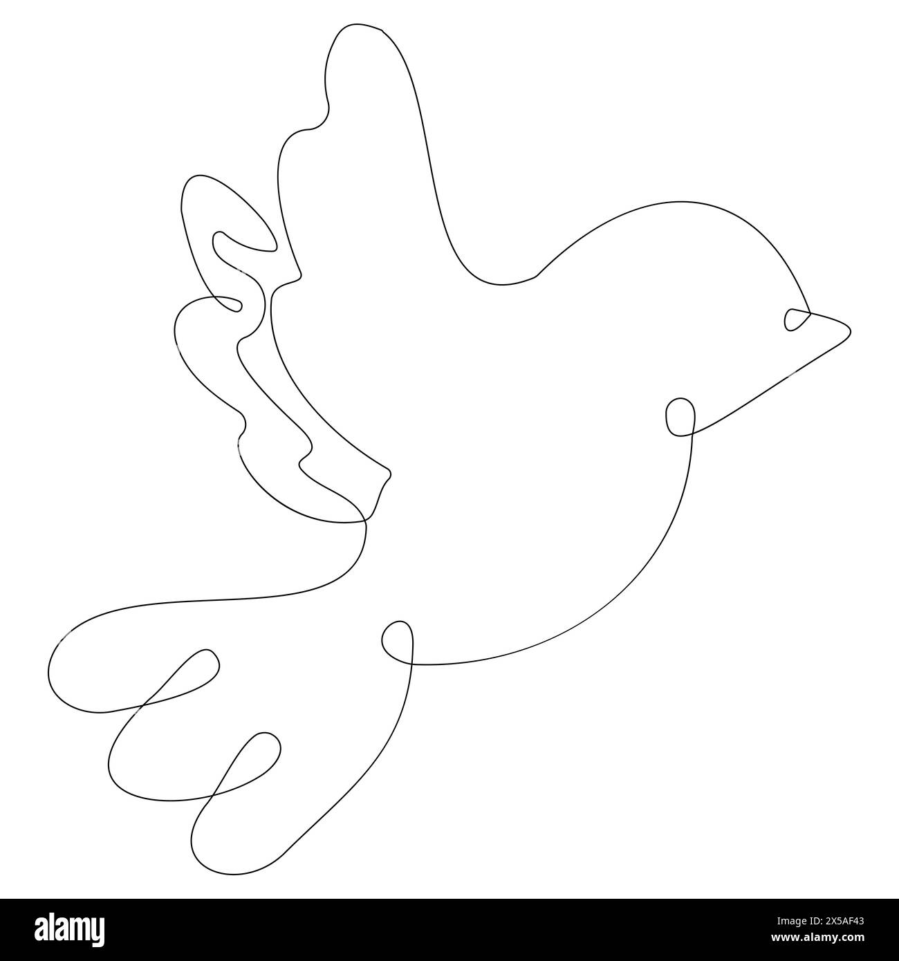 One line bird flies design silhouette. Hand drawn minimalism style isolated on white background ...