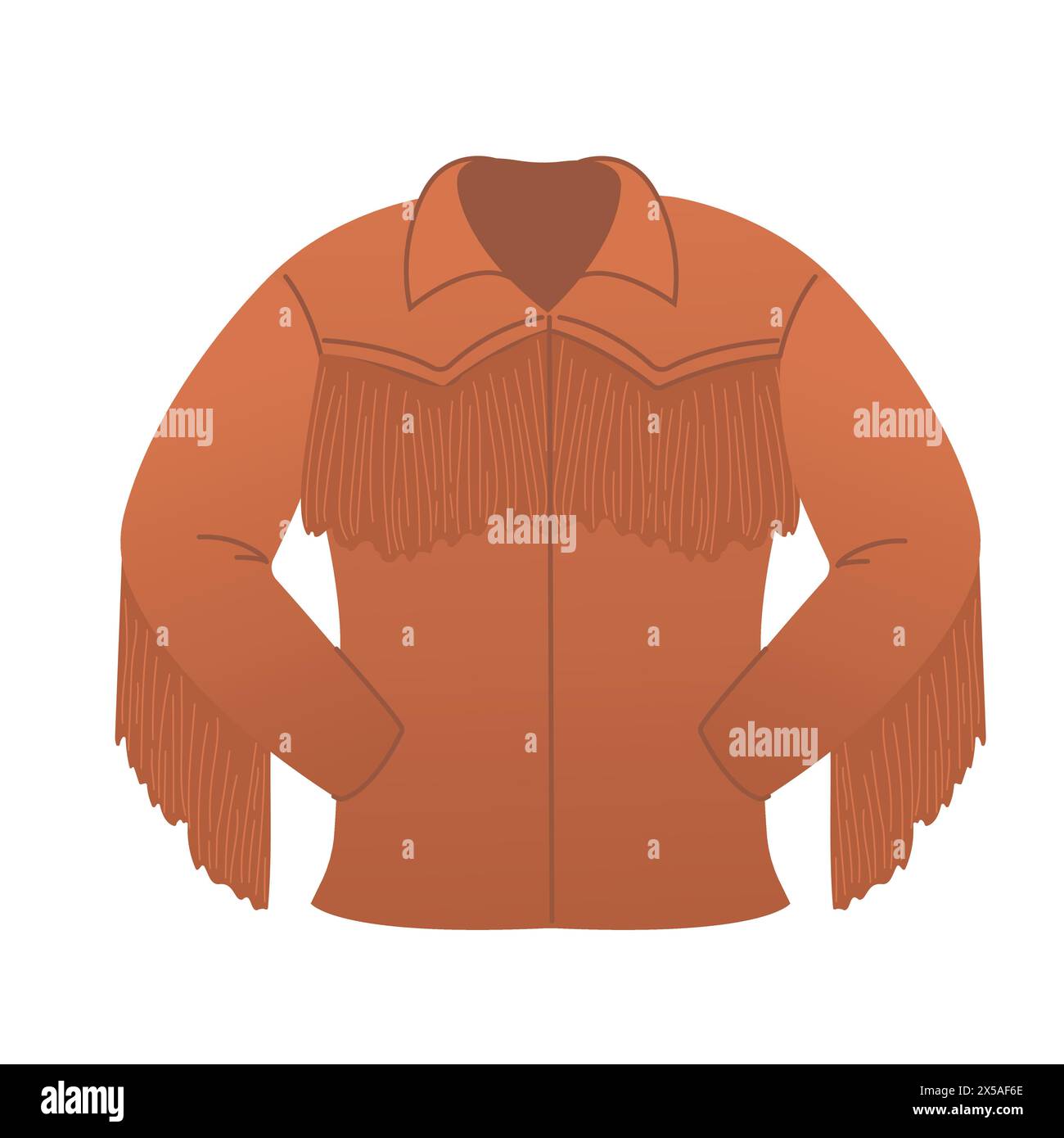 Brown leather jacket with fringe, cowboy aesthetic concept. Wild west ...