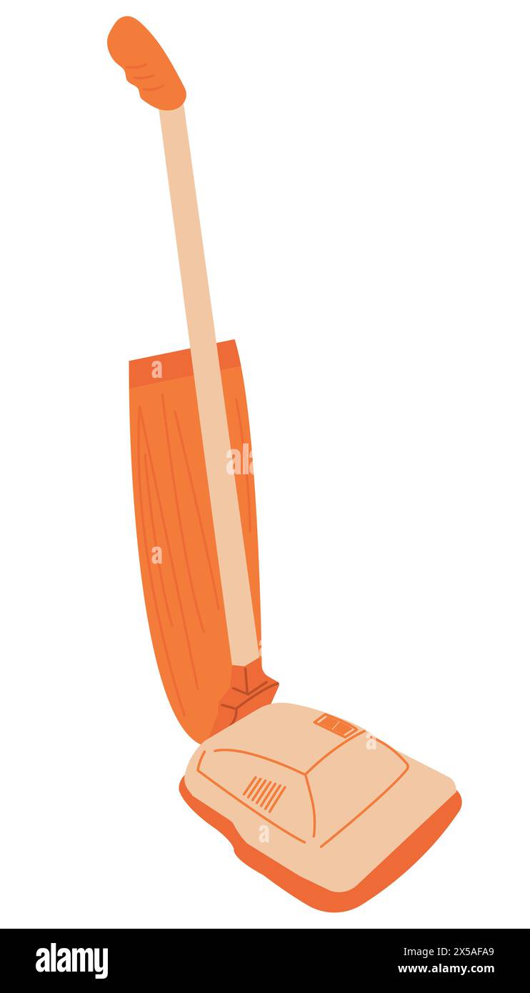 Vertical retro vacuum cleaner isolated on white background. Flat vector ...