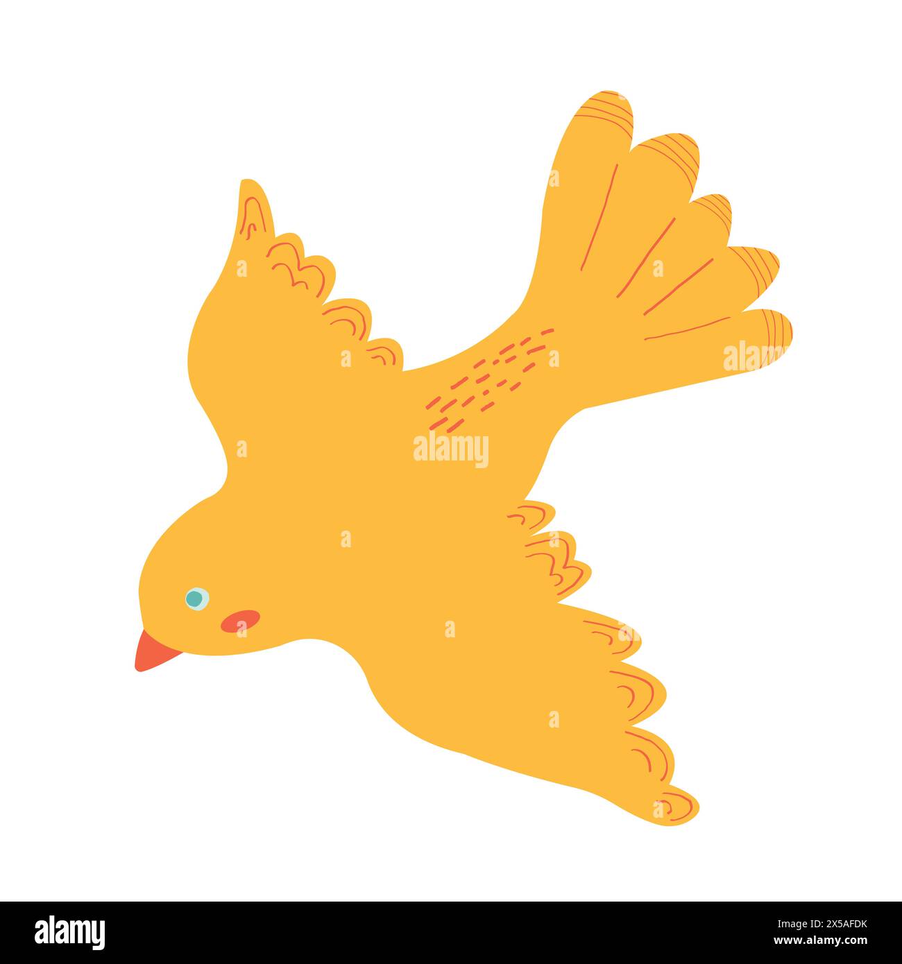 Illustration of little yellow bird. Flying bird in flat style. Vector ...