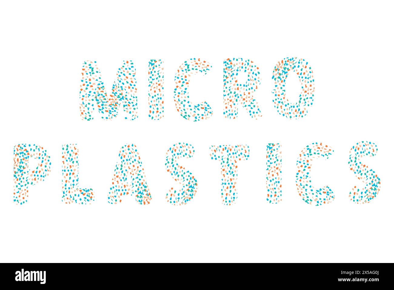 Microplastics. Vector phrase of small pieces of plastic isolated on ...