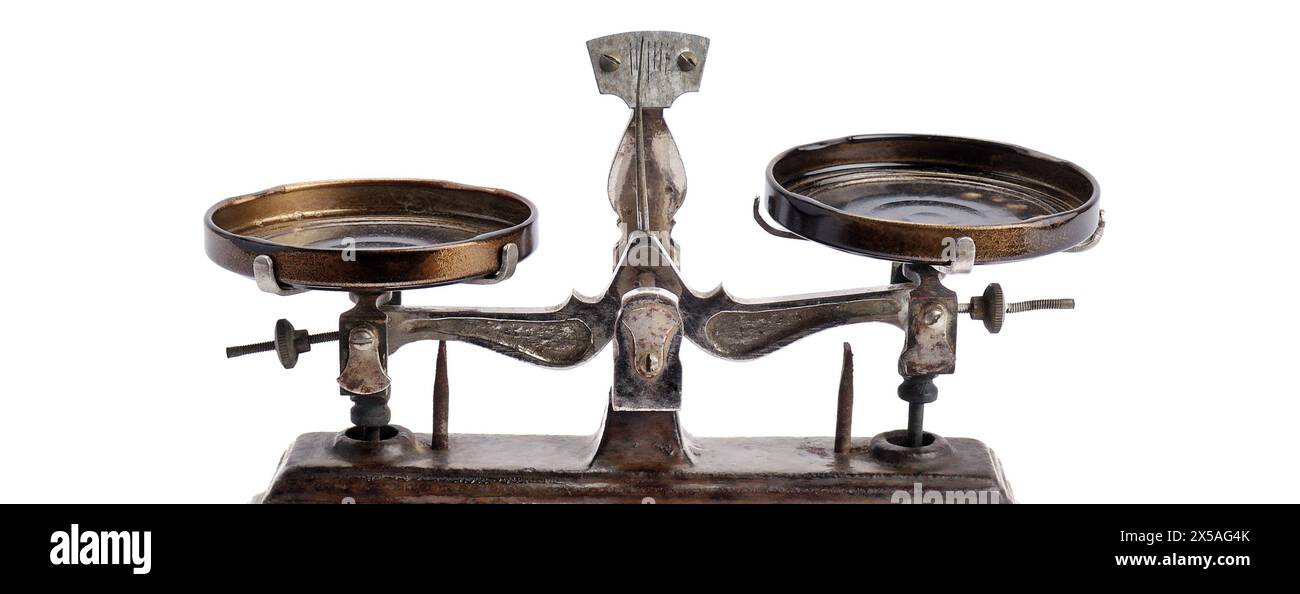 Mechanical scales isolated on a white background. Retro measuring tool ...