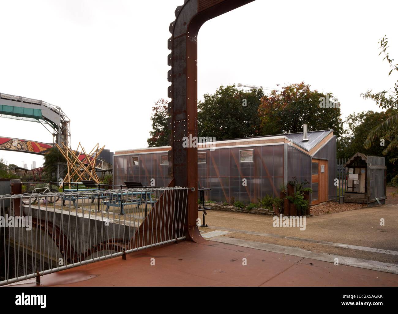 Lightweight structure embedded in historic industrial site. Cody Dock ...