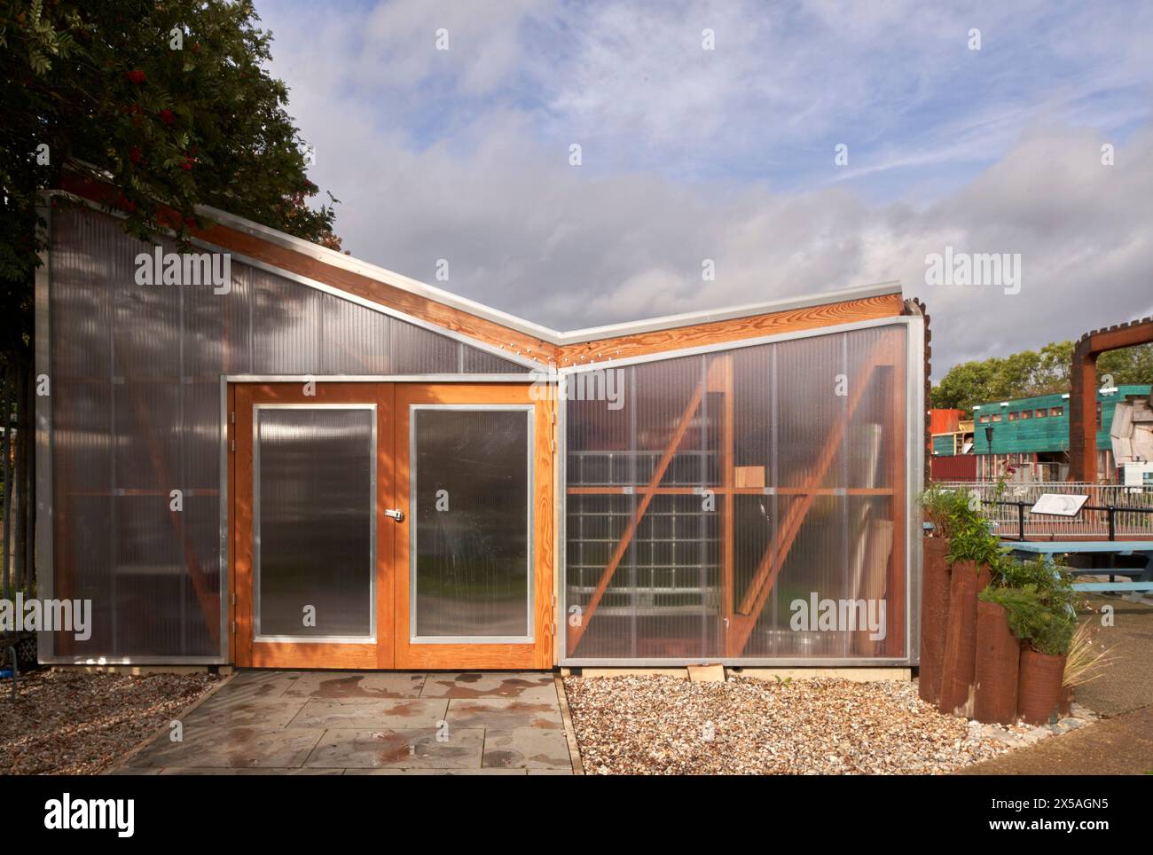 Front elevation of translucent entrance facade. Cody Dock - The Growing ...