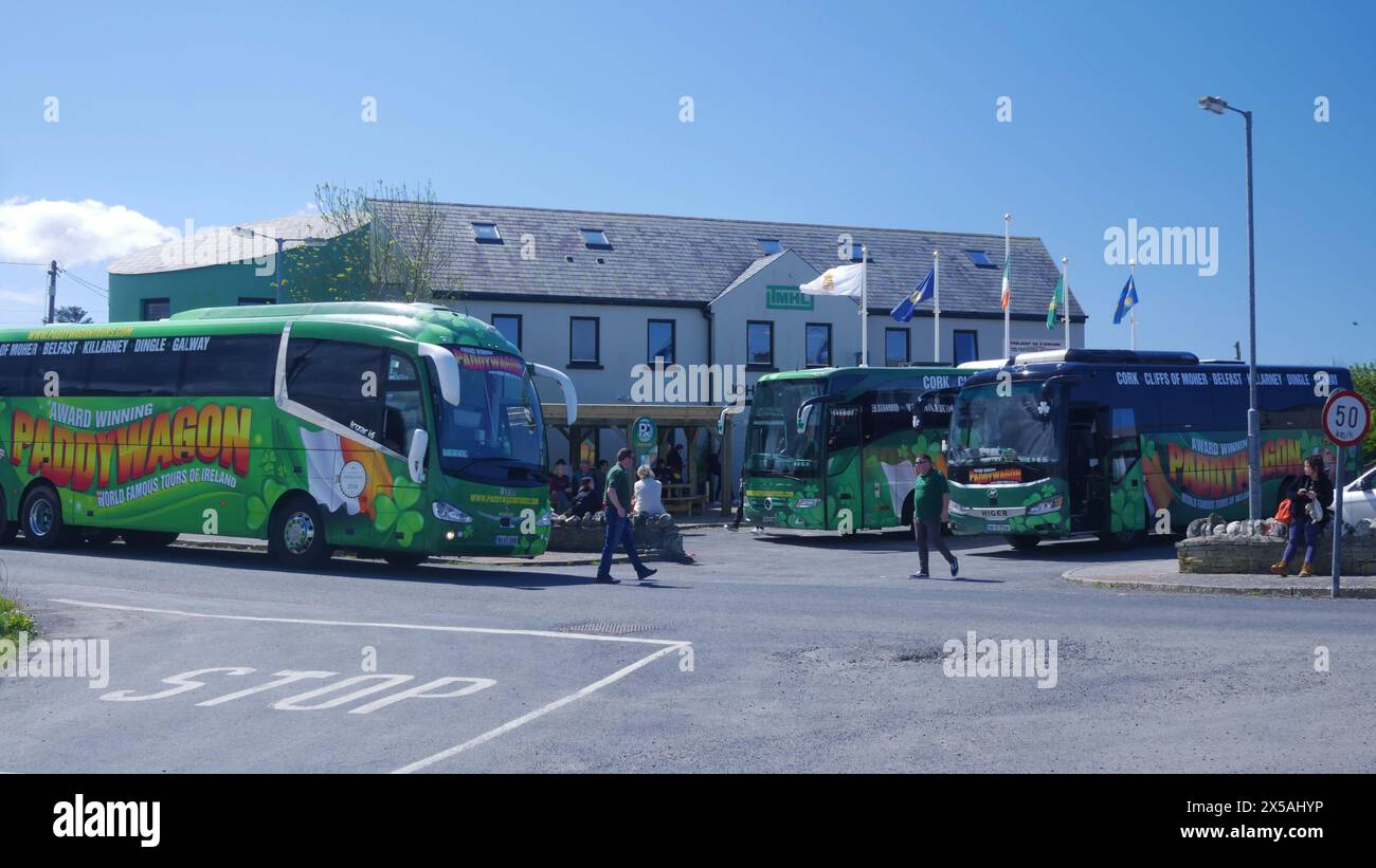 Paddywagon tour buses stop for a lunch break in Liscannor county Clare ...