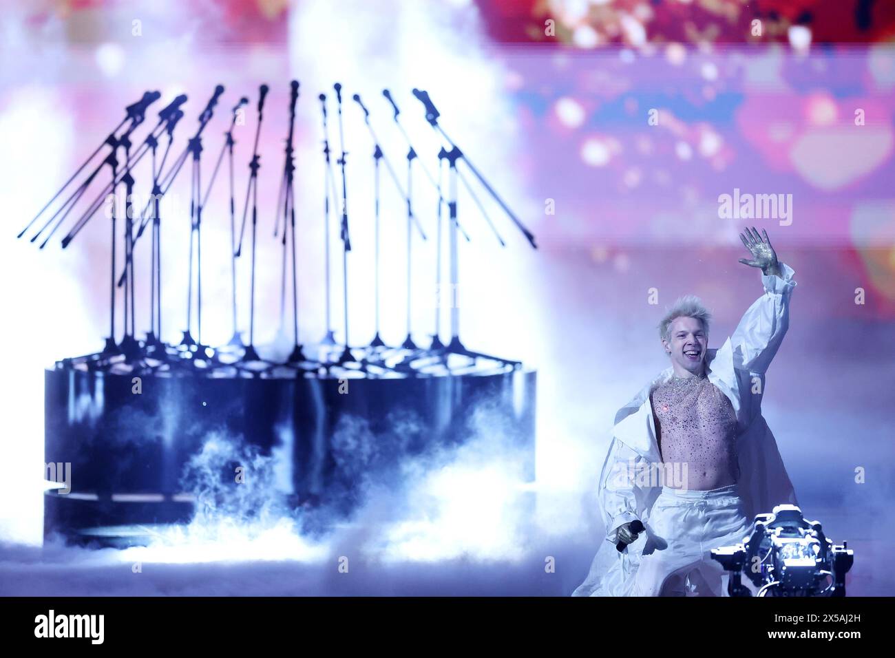 Malmo, Sweden. 08th May, 2024. Belgian candidate Mustii (Thomas Mustin ...