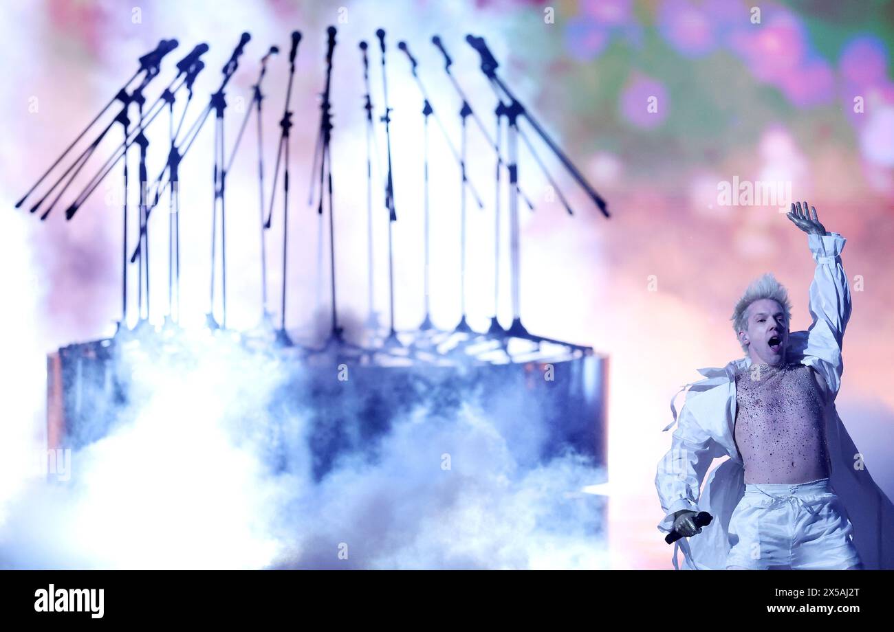 Malmo, Sweden. 08th May, 2024. Belgian candidate Mustii (Thomas Mustin ...