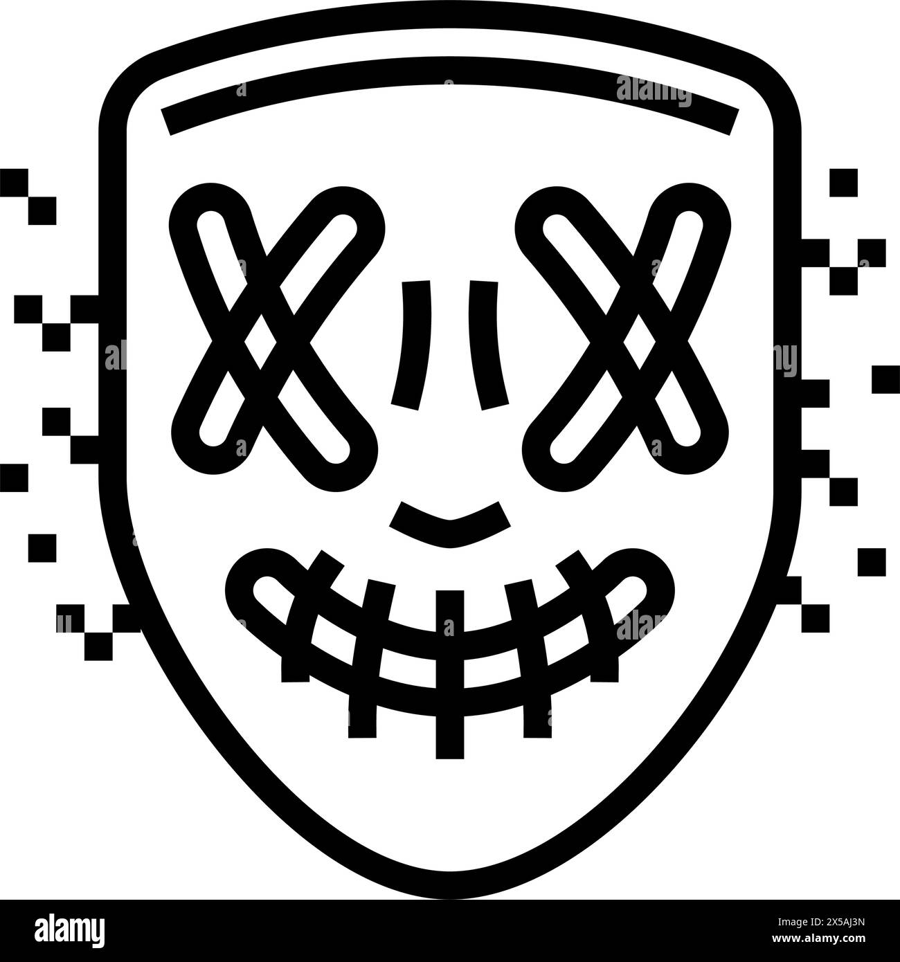 hacker mask cyberpunk line icon vector illustration Stock Vector Image ...