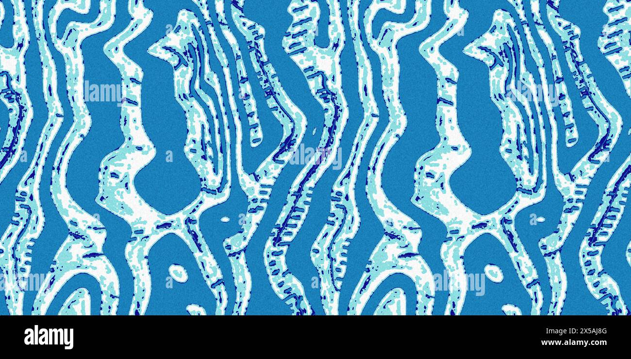 Summer blue dyed wave water pattern with broken linear stripe effect ...