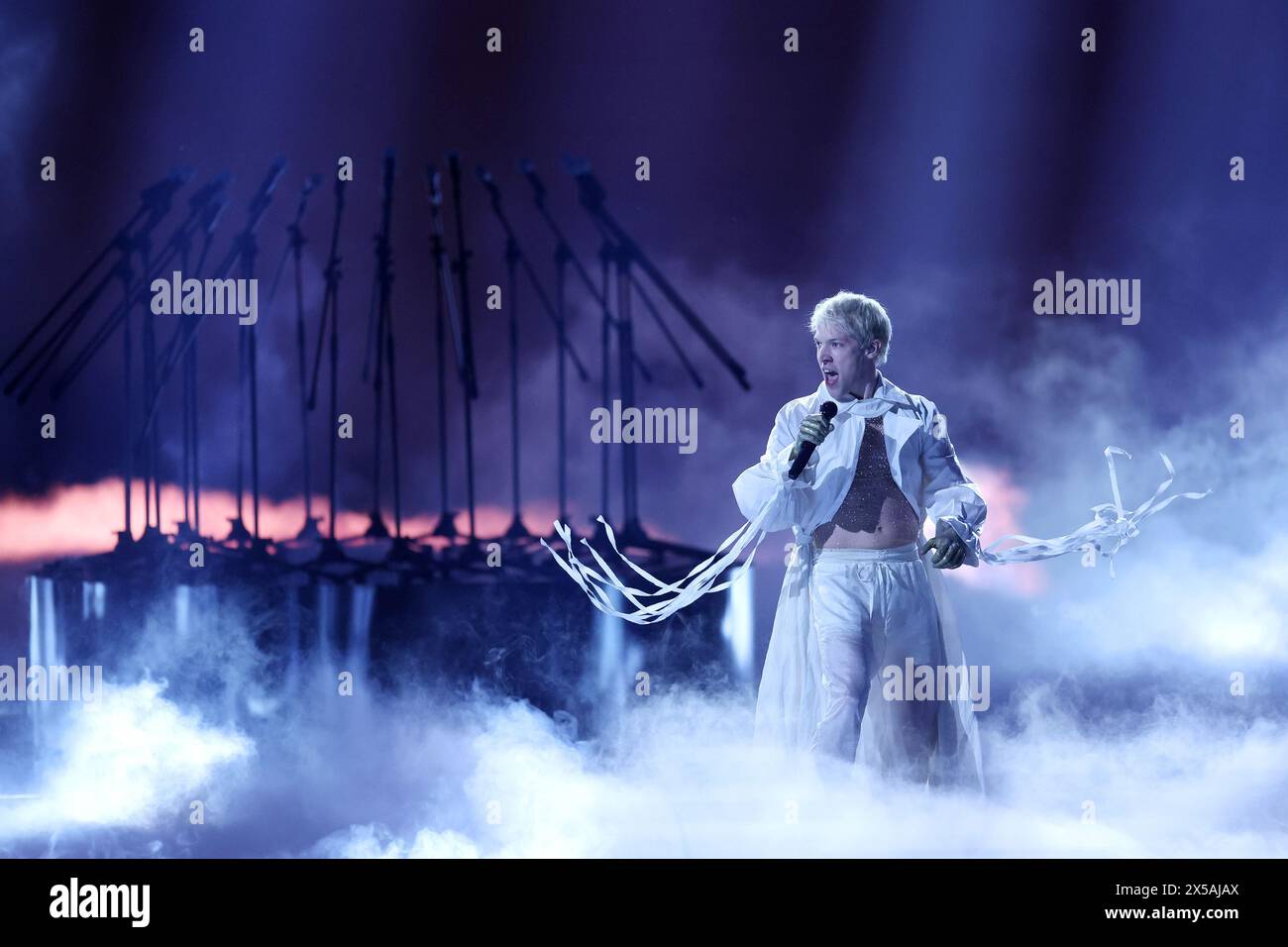Malmo, Sweden. 08th May, 2024. Belgian candidate Mustii (Thomas Mustin ...
