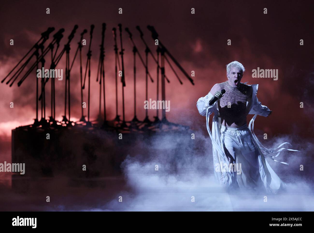 Malmo, Sweden. 08th May, 2024. Belgian candidate Mustii (Thomas Mustin ...