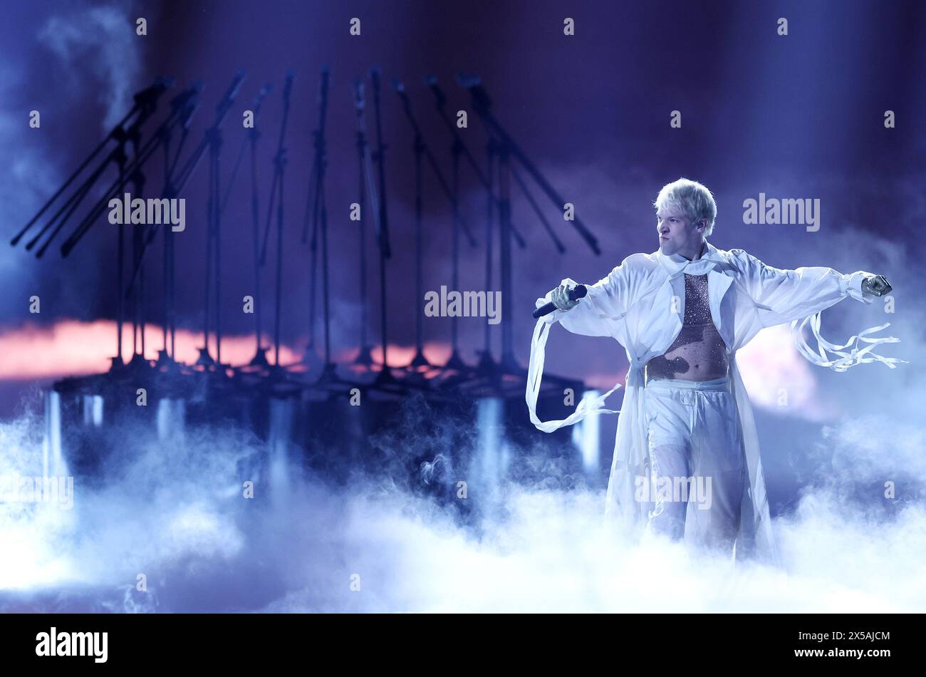 Malmo, Sweden. 08th May, 2024. Belgian candidate Mustii (Thomas Mustin ...