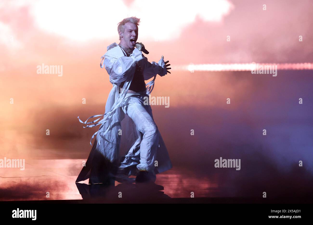 Malmo, Sweden. 08th May, 2024. Belgian candidate Mustii (Thomas Mustin ...