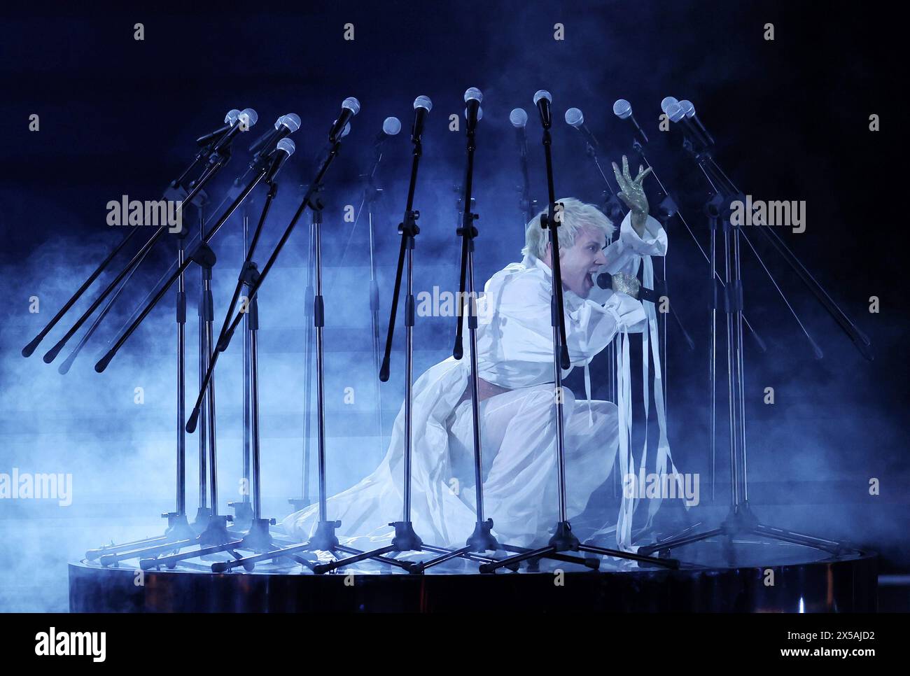 Malmo, Sweden. 08th May, 2024. Belgian candidate Mustii (Thomas Mustin ...