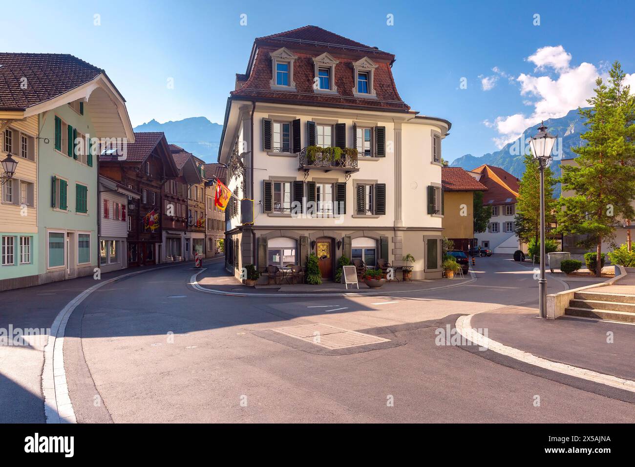 Traditional houses in Old City of Unterseen Interlaken, Switzerland ...
