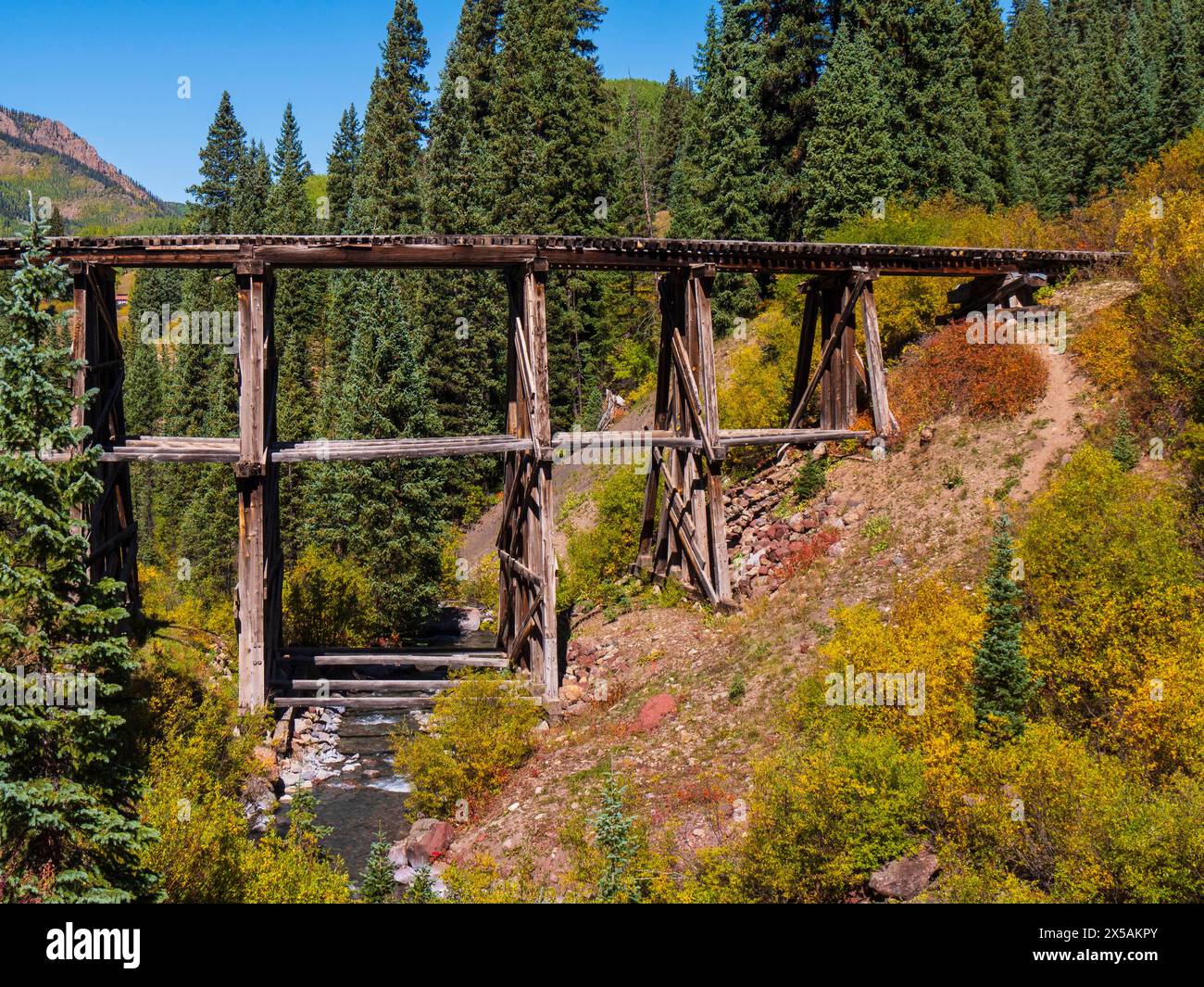 Trout Lake Trestle, Rio Grande Southern Railroad, Colorado Stock Photo ...
