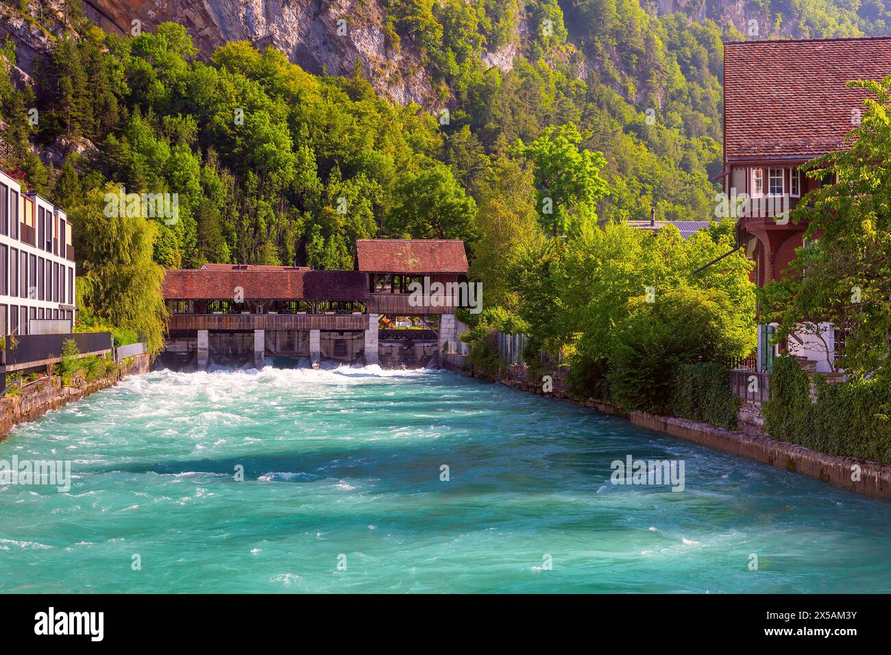 Old weir on Aare river in Old City of Unterseen, Interlaken ...