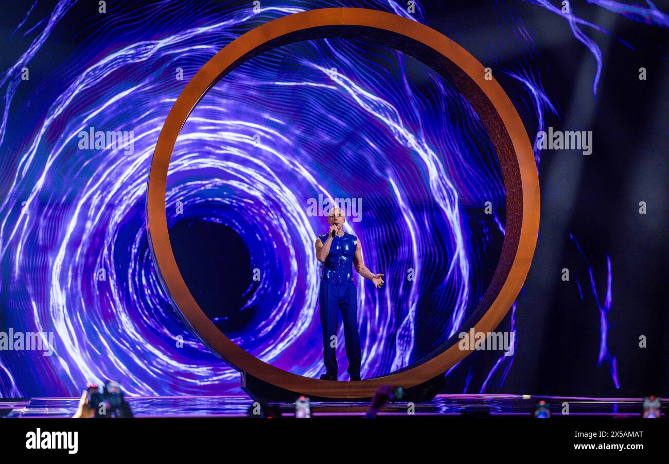 08 May 2024, Sweden, Malmö: Dons from Latvia with the song "Hollow" on ...
