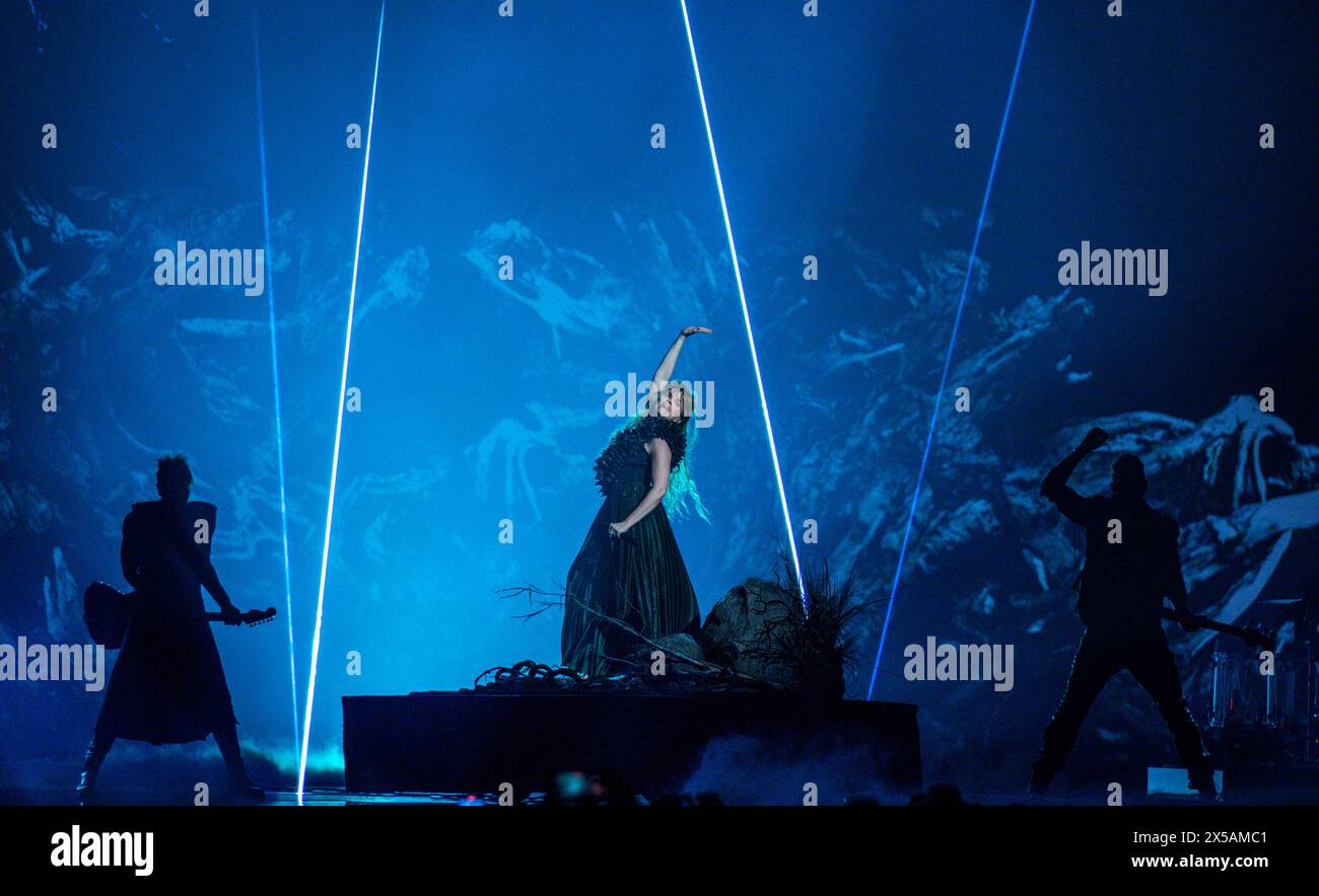 08 May 2024, Sweden, Malmö: Gåte from Norway with the song "Ulveham" on ...