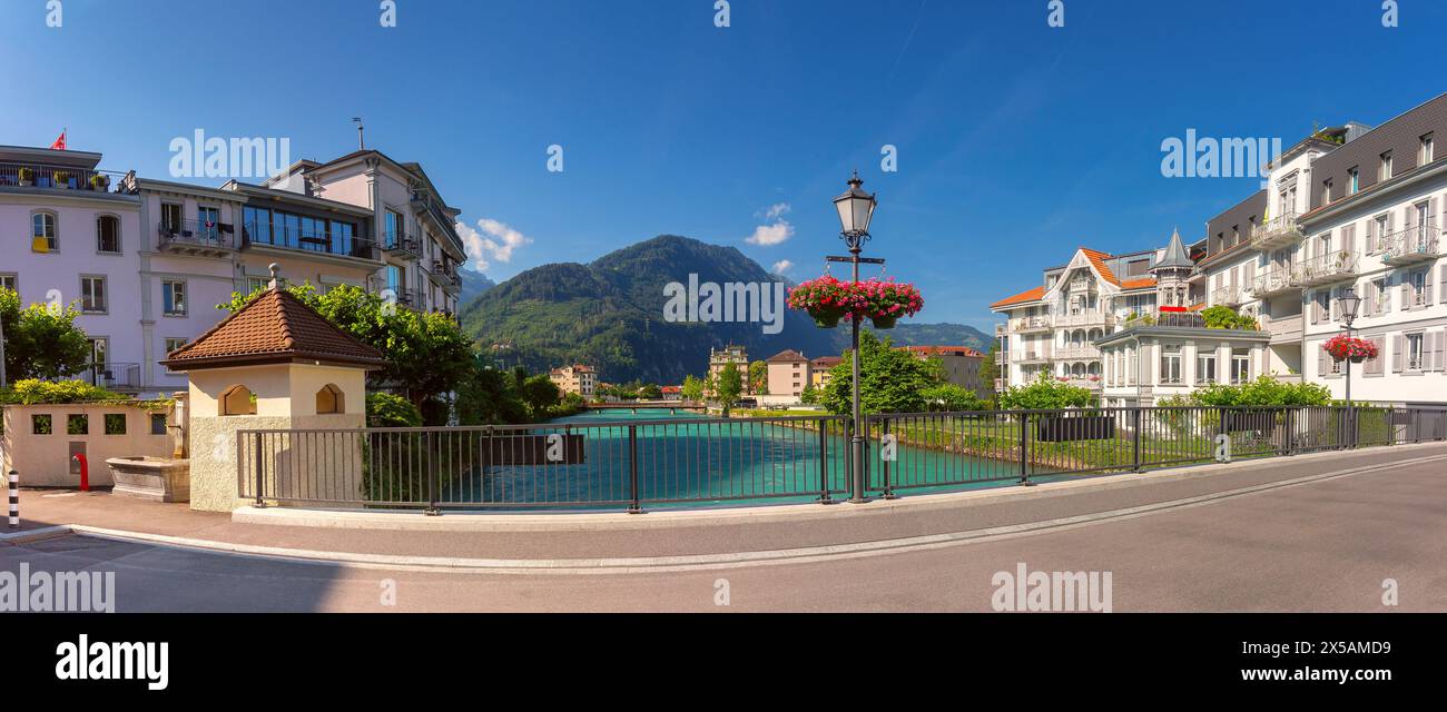 Old City and Aare river, Interlaken, important tourist center in the ...