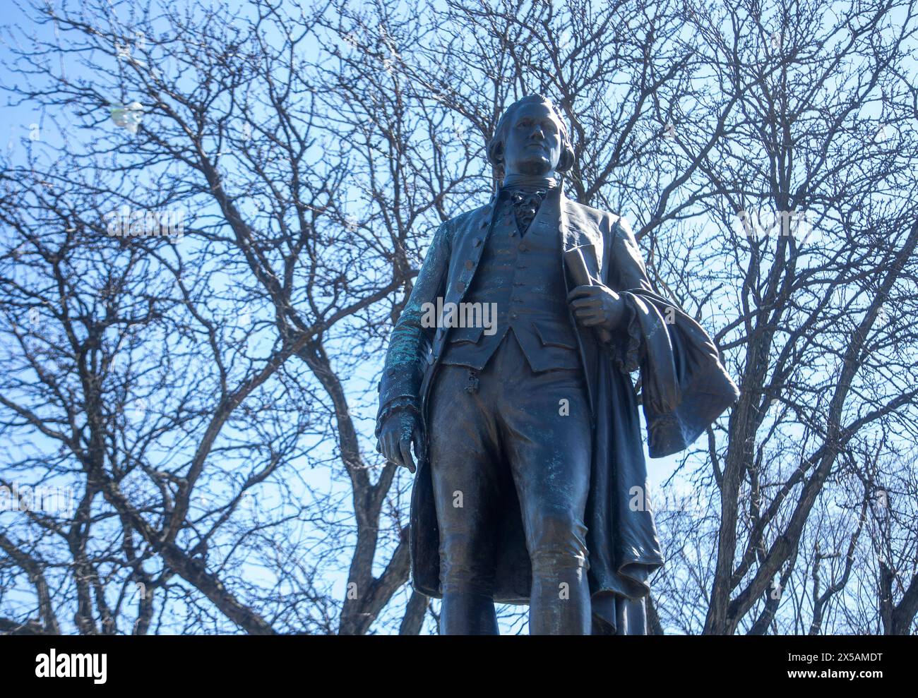 Statue of Alexander Hamilton near Patterson Falls in Patterson, NJ ...