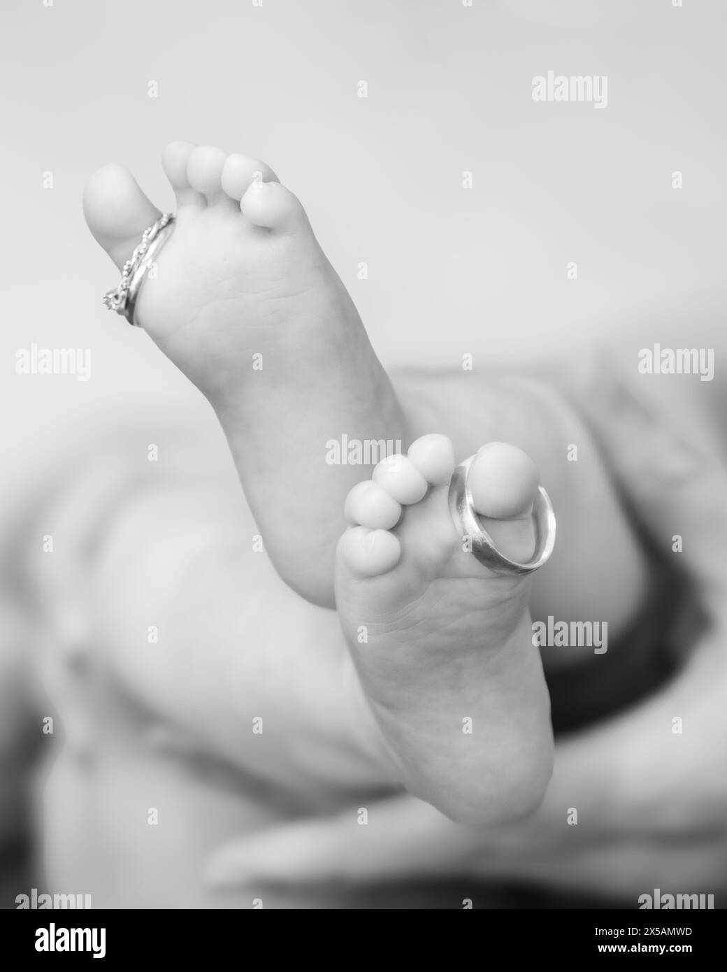 baby feet, photography, idea, wedding rings, toes, hands Stock Photo ...