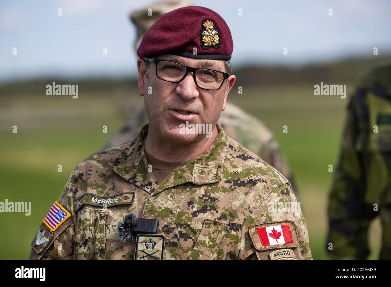 Press conference, here Brigadier General Richard McBride, U.S. Army ...
