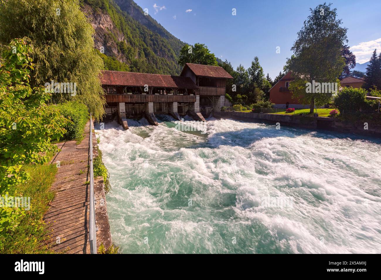 Old weir on Aare river in Old City of Unterseen, Interlaken ...