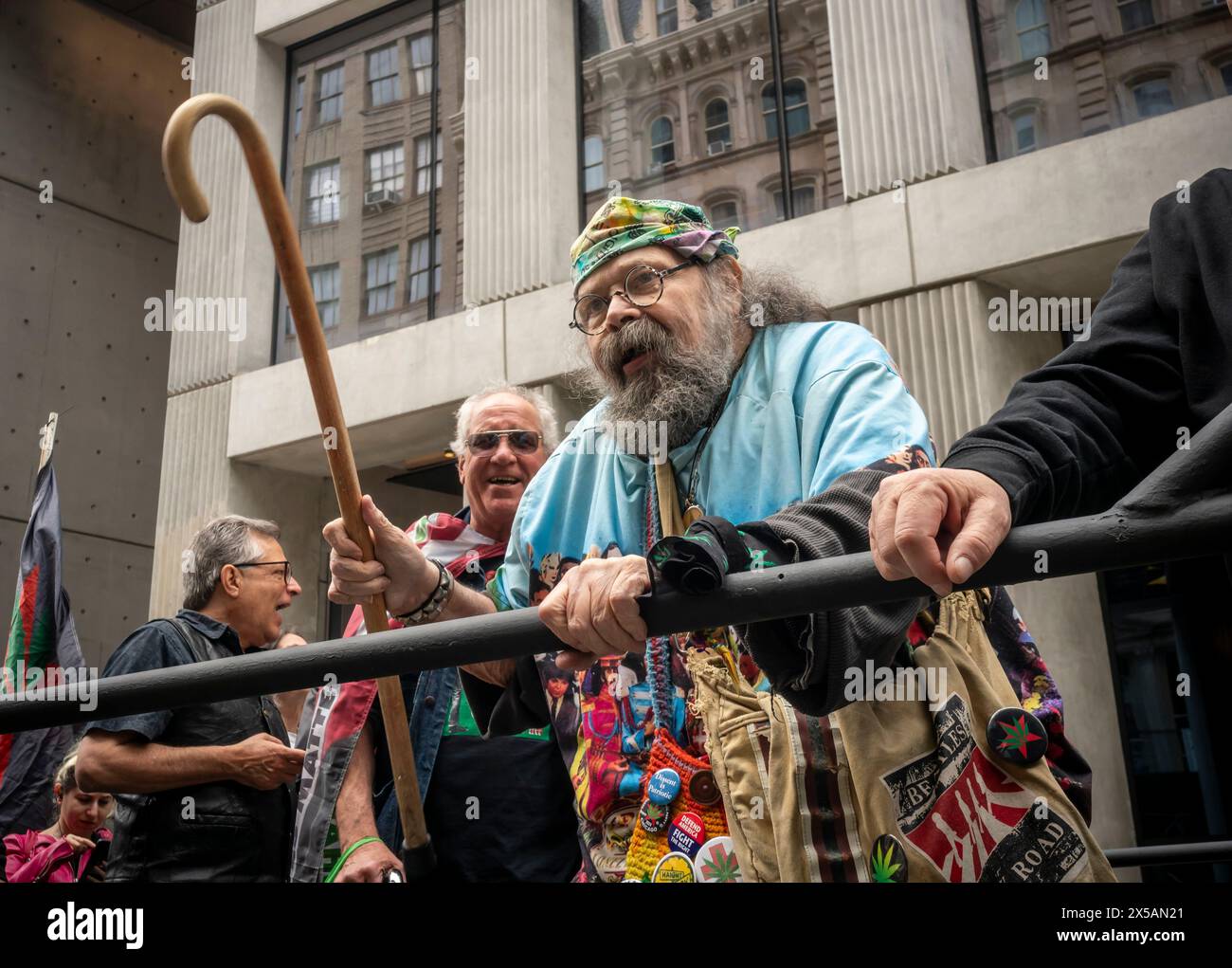 Aaron Kaye, the Yippie Pie Man prior to the marijuana march in New York ...