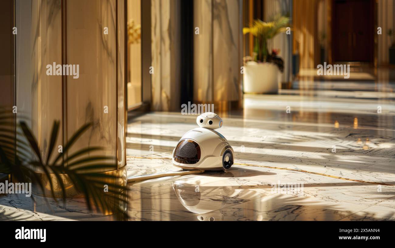 The picture of the robot that working as vacuum cleaner inside the ...
