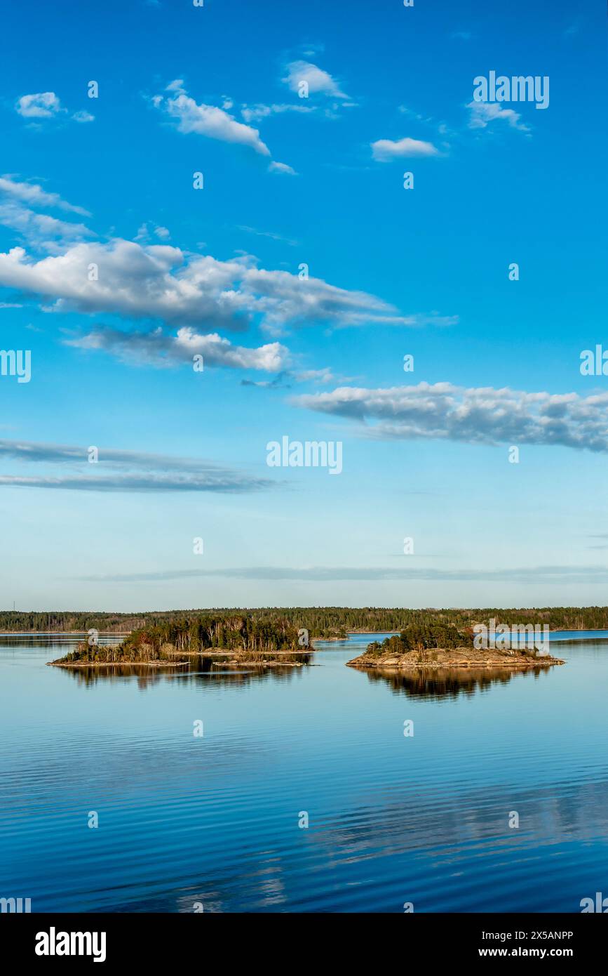View of the islands in the archipelago of Stockholm at a beautiful ...