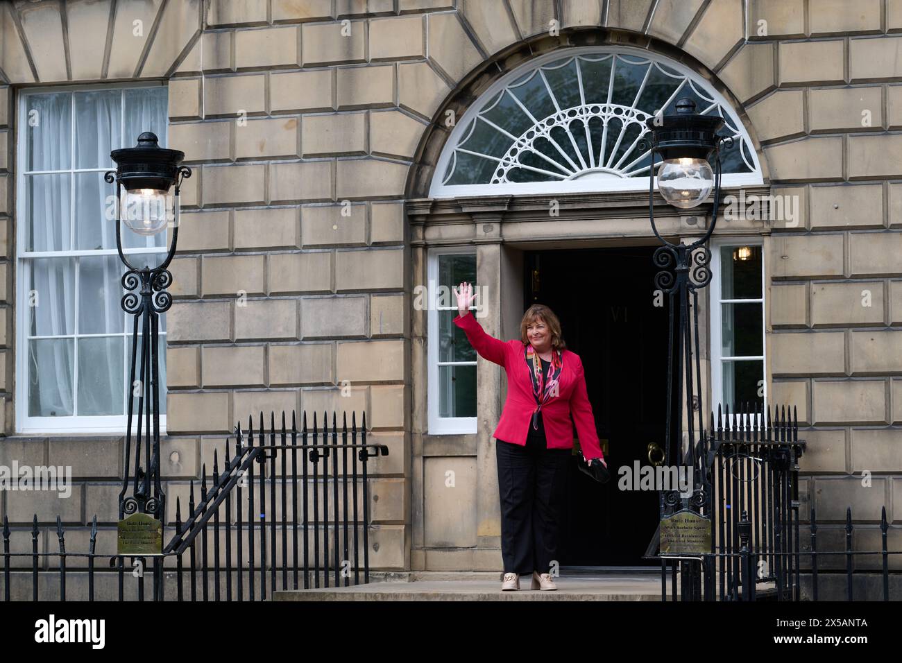 Edinburgh Scotland, UK 08 May 2024. Fiona Hyslop MSP arrives at Bute House ahead of the new ...