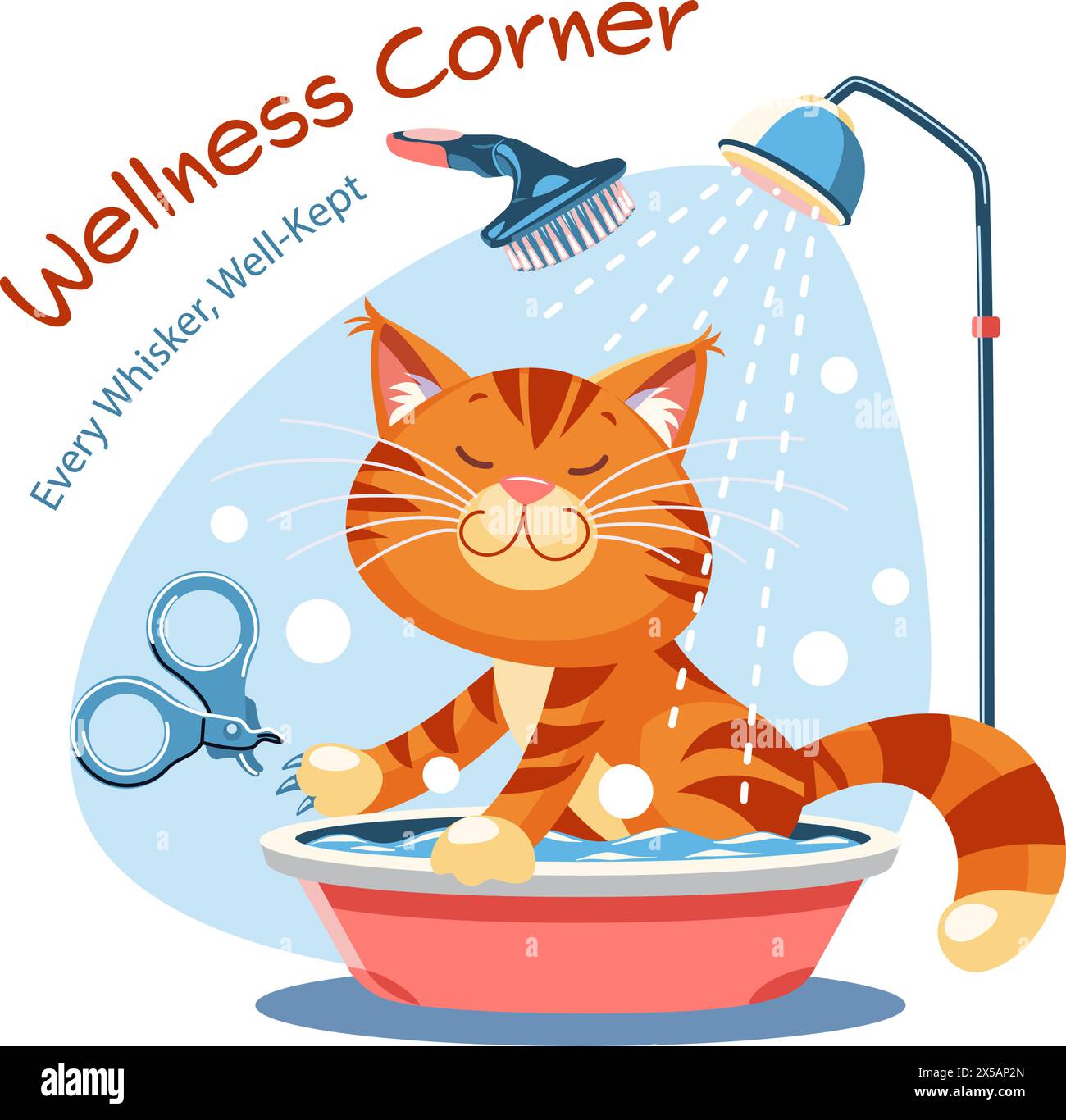 Modern vector concepts for website - cat hygiene and grooming Stock ...