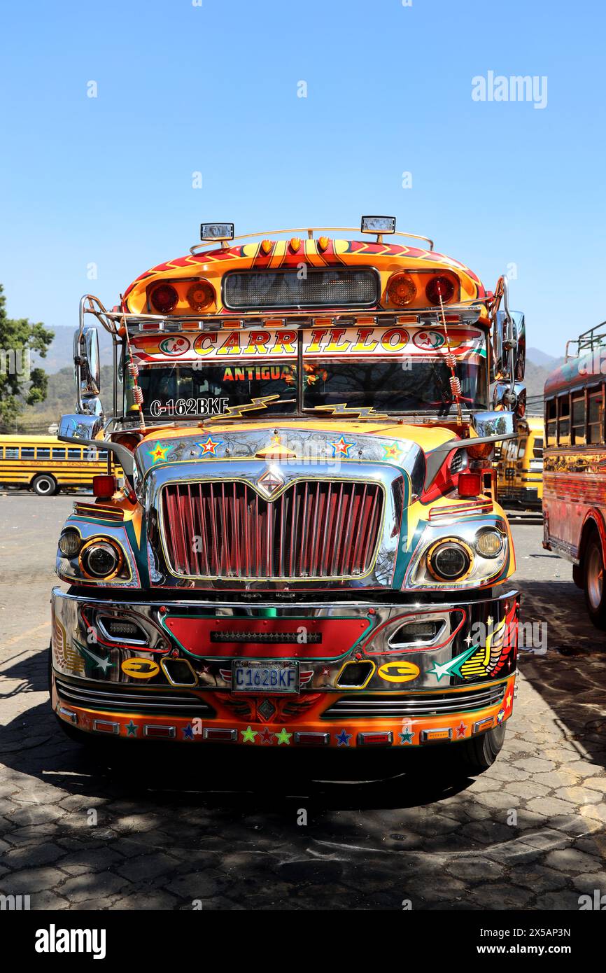 'Chicken Bus'. Antigua, Guatemala. Refurbished retired U.S. school bus ...